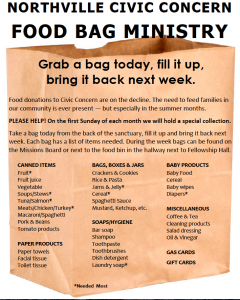 Food Bag Ministry - First United Methodist Church Northville